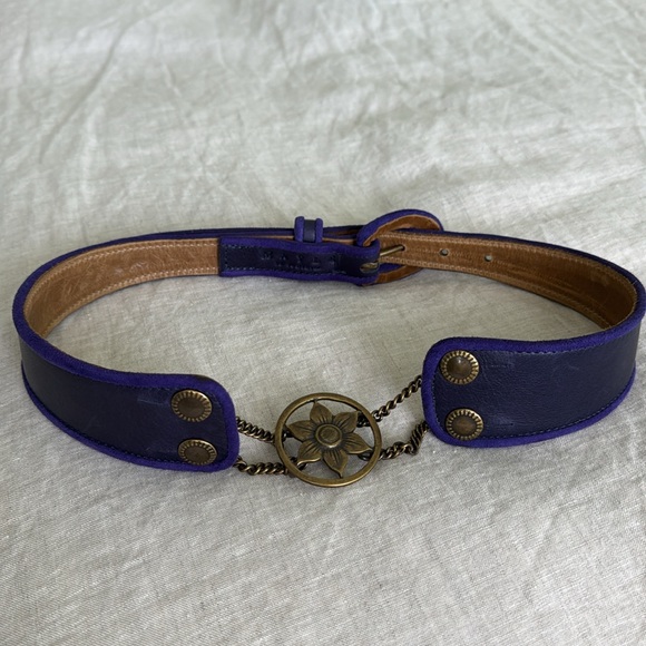 Accessories | Maison Mayle Purple Leather Belt With Gold Accents | Poshmark